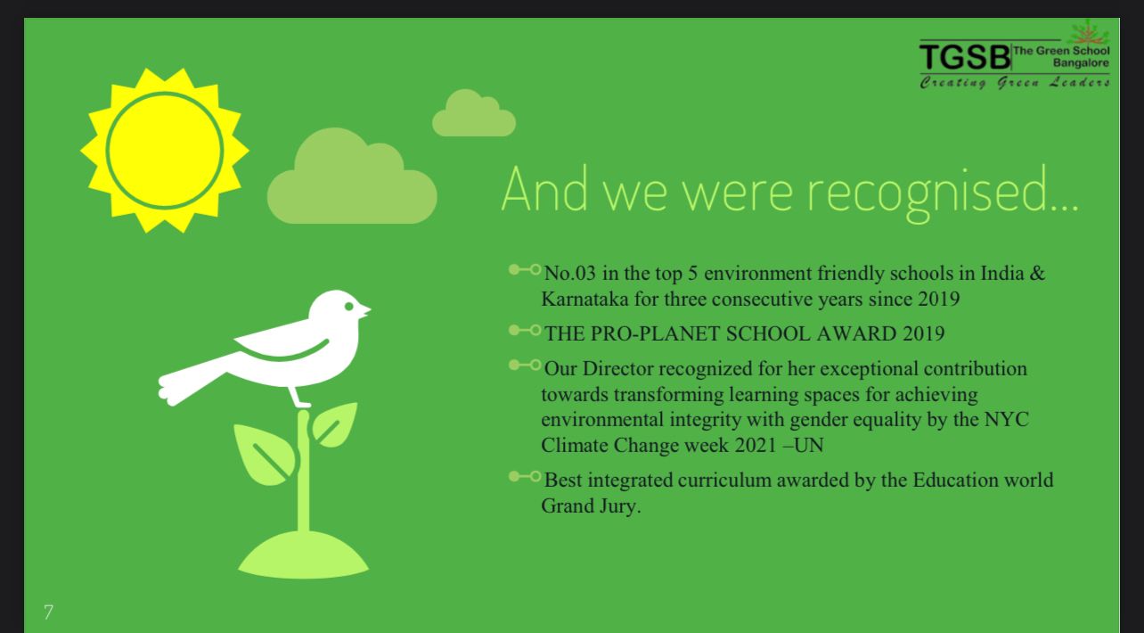 TGSB Awards – Honors – thegreenschoolbangalore